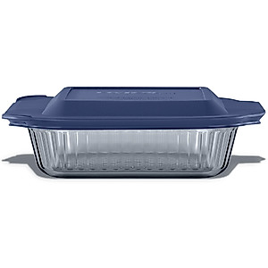 Pyrex Colors (8"x8") Tinted Glass Baking Dish with BPA-Free Lid, Oblong Bakeware Glass Pan For Casserole & Lasagna, Dishwasher, Freezer, Microwave and Pre-Heated Oven Safe, Smoke