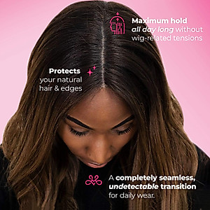 MILANO COLLECTION Wigrip, Premium Lace Wig Band for Women, Fully Adjustable & Reinforced Lace Wig Grip Band by Hairline, Comfortable and Secure Glueless Velvet Headband, Nude, 2 Pack