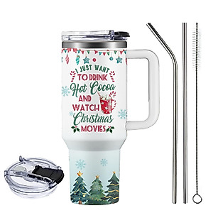 Christmas Nutcracker 40oz Tumbler with Handle and Straw, Nutcracker Gifts for Christmas Travel Mug, Nutcracker Ballet Gifts for Girl, Nutcracker Themed Mouse Soldier Gift for Holiday New Year