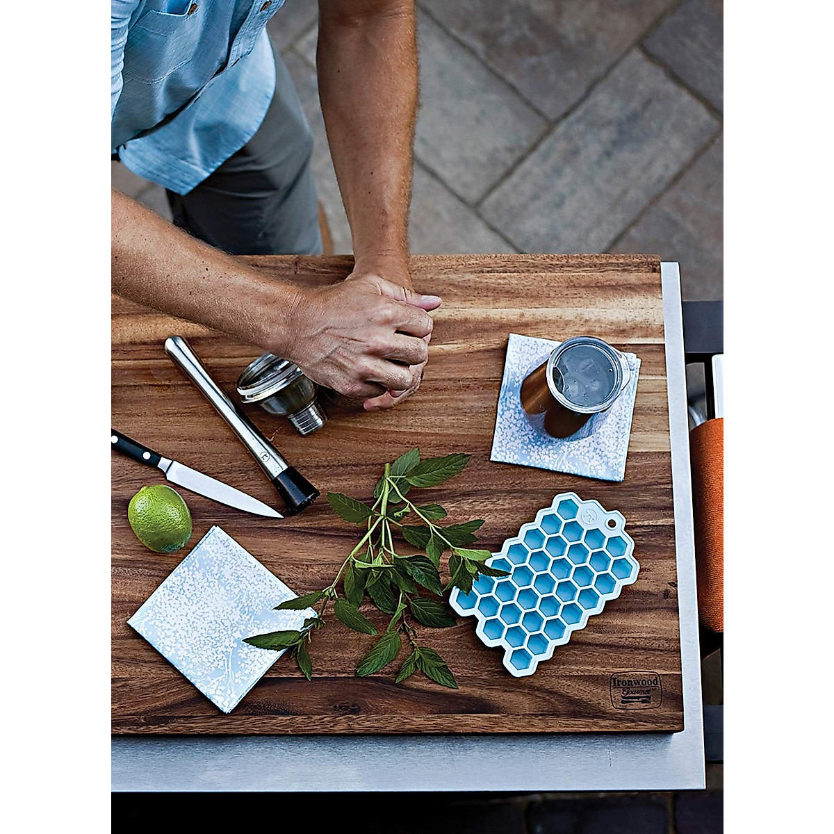 Outset Stainless Steel Cocktail Muddler, 1.25 x 1.25 x 8 inches