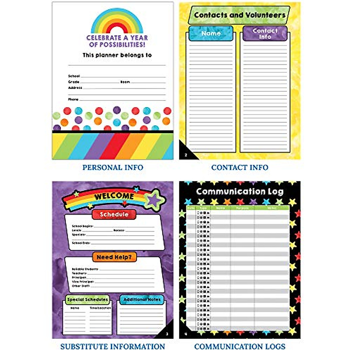 Carson Dellosa Celebrate Learning Teacher Planner, 8" x 11" Spiral Bound Planner With Planner Stickers, Undated Homeschool Planner & Lesson Planner Book for Teachers