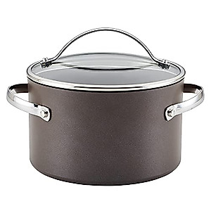 Ayesha Curry Kitchenware Professional Hard Anodized Nonstick Sauce Pot/Saucepot/Saucepan with Lid, 4 Quart, Charcoal