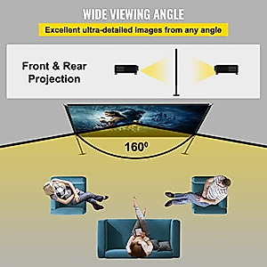 VEVOR Movie Screen with Stand 135inch Portable Projector Screen 16:9 4K HD Wide Angle Projector Screen with Stand Easy Assembly with Storage Bag for Both Indoor and Outdoor Use