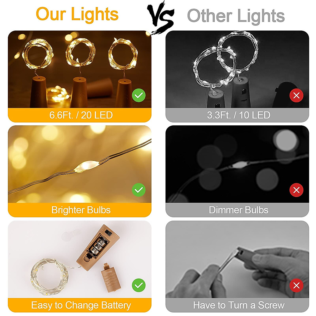 Brightown Wine Bottle Lights with Cork, 10 Pack 20 LED Waterproof Battery Operated Cork Lights, Silver Wire Mini Fairy Lights for Liquor Bottles DIY Party Bar Christmas Wedding Décor