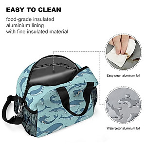 Whales Mermaids Narwhals Lunch Bag, Lunch Box Portable Insulated Lunch Tote Bag, Thermal Cooler Bag for Women Work Outdoor