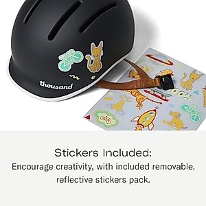 Thousand Kids Helmet – Free Reflective Sticker Pack to Customize, No Pinch Magnetic Buckle, Multi Sport Safety CSPC ASTM CE Certified – Jr Collection (Carbon Black)