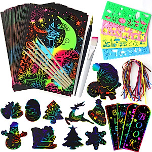 Nobranded Scratch Art Paper Set for Kids, 88 Pcs Rainbow Magic Scratch Off Paper of Various Shapes Suitable for Kids Crafts Arts Supplies Kits, Fantastic Christmas Birthday Party Favor Gift