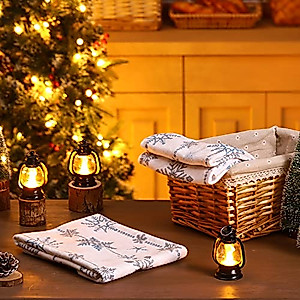 Funtery 3 Pcs Snowflake Snow Hand Bath Towel Absorbent Soft Hanging Towels Snowflake Hand Towels Winter Christmas Bathroom Towel for Bathroom Kitchen Dish Holiday Decor, 14 x 28 Inches