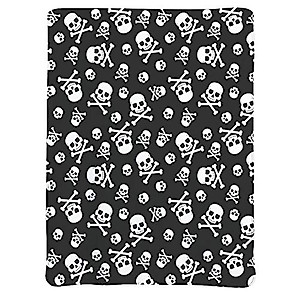 JASMODER Throw Blanket Skull and Crossbones Seamless Pattern Soft Microfiber Lightweight Cozy Warm Blankets for Couch Bedroom Living Room