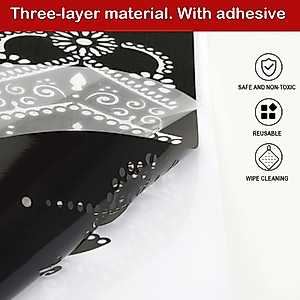 Henna tattoo stencils kit,Reusable henna stencils for Hand Forearm Glitter Airbrush Diy Tattooing Template, Indian Temporary Tattoo Stickers for Women Girls（8.2" x 4.7"）