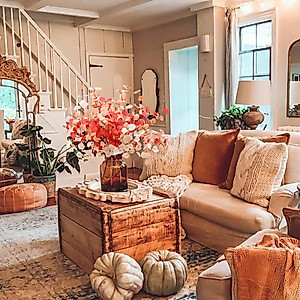 YIGHAI 6PC Fall Fake Eucalyptus Stems 24" Faux Silk Silver Dollar Leaves Branches Autumn Decor Artificial Plants Stems for Festival Thanksgiving Home Office Table Vase Decor