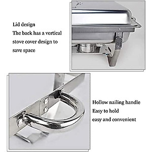 UZOURI Stainless Steel Chafing Dish, Chafing Dish Set Food Warmer Buffet, Stainless Steel Rectangular Full Size Pans for Wedding Graduation Events Parties,9L
