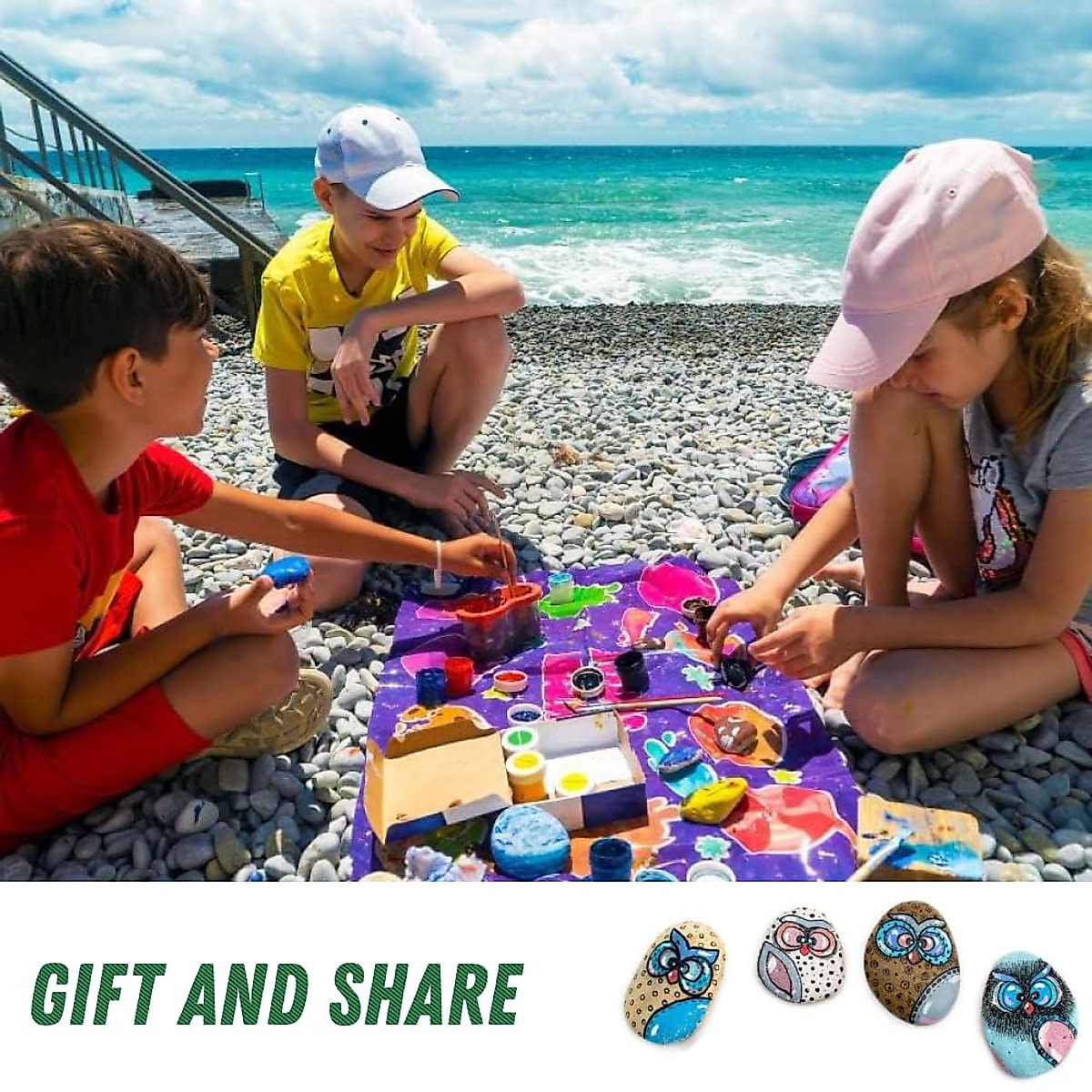 PGN 40 Large River Rocks for Painting - Stimulate Your Children’s Creativity with Our Painting Rocks for Kids - Flat and Smooth - Fun & Engaging Rock Painting with The Family - 2-4 Inches