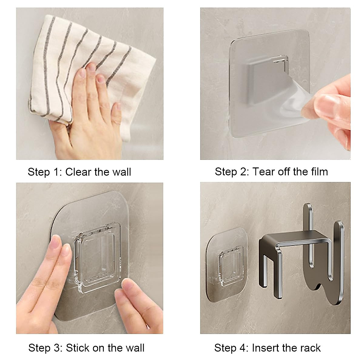 CYCOOPE 4PCS Wall Mounted Slippers Rack, No Punch Slipper Rack Waterproof Space-Saving Slipper Hanger for Bathroom Kitchen