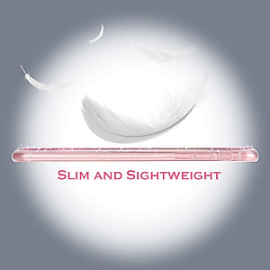 WORLDMOM Compatible with iPhone SE 2022 Case,for iPhone SE 2020 Case,Bling Moving Liquid Floating Sparkle Colorful Glitter Waterfall Clear TPU Protective Case for iPhone 7/8/ se2/ Se3, Rose Gold