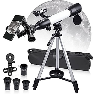 USCAMEL Telescope for Kids Adults Astronomy Beginners, 60mm Aperture and 500mm Focal Length, Protable Travel Refractor Telescope with Rotatable Eyepiece, AZ Mount Tripod, Phone Adapter, Carrying Bag
