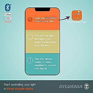 SYLVANIA SMART+ Bluetooth Full Color and Tunable White A19 LED Bulb, Fully Dimmable, Compatible with Alexa, Apple HomeKit and Google Assistant, 1 pack