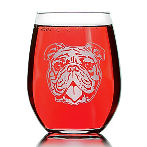 Promotion & Beyond Bulldog Face Cute Puppy Stemless Wine Glass - Funny Dog Mother Father Parent Owner Gift