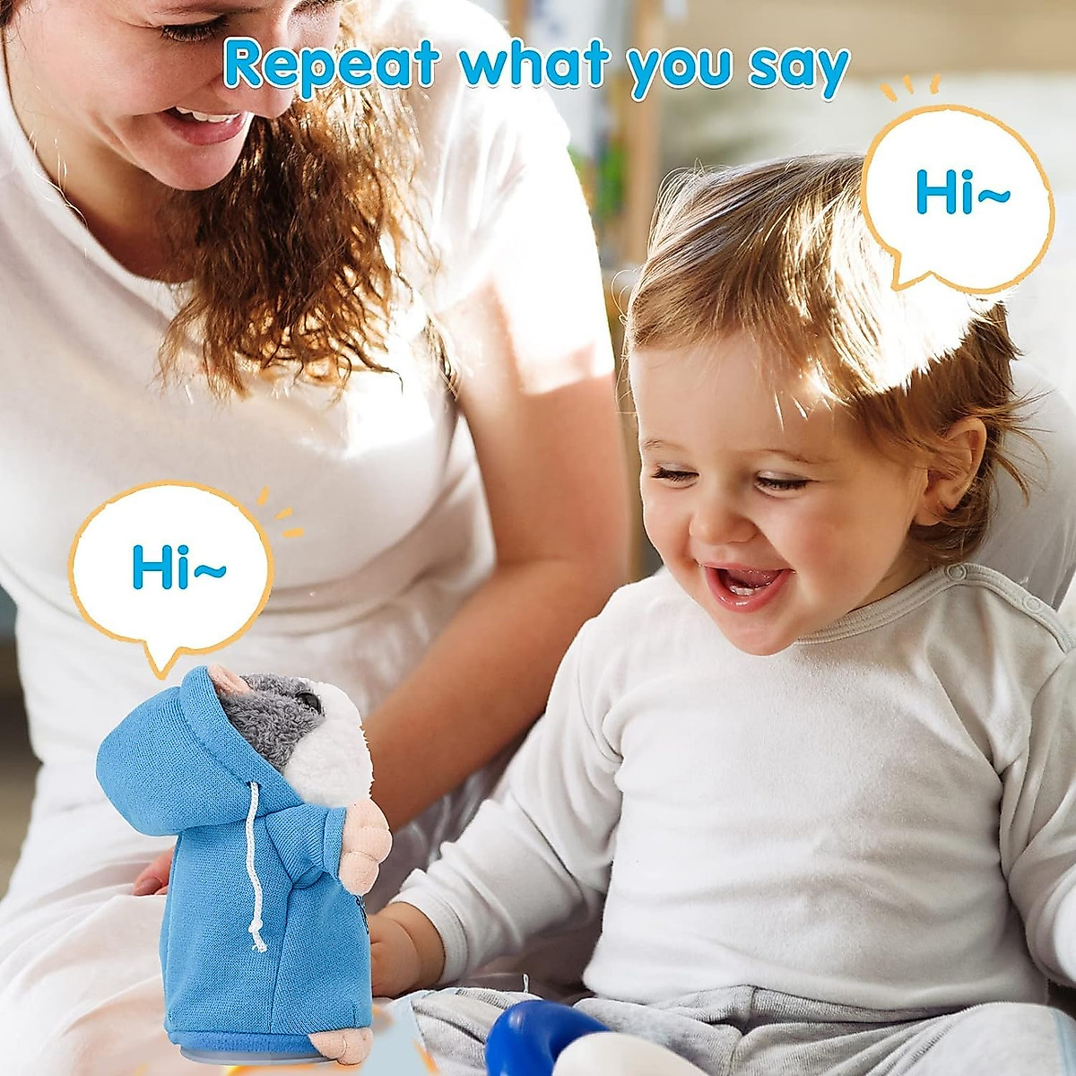 Qrooper Talking Hamster Repeats What You Say, Toys for 3+ Year Old Girl & Boy for Kids, Toddler Toys Autism Sensory Toys for Kids Gifts, Plush Stuffed Animals Toys for Girls(Blue)