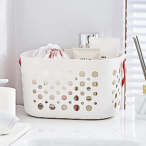 Portable Shower Caddy Basket with Handle Plastic Storage Tote Cleaning Supplies Organizer Bin for Bathroom Kitchen Dorm Room Bedroom, White