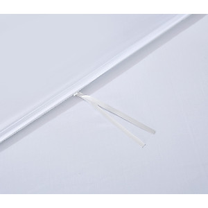 MengBoo Karen 3 Pieces White Duvet Cover Set Without Filling Grey Stripe Trim 100% Egyptian Cotton 300 Thread Count Soft Sateen Hotel Collection Zipper Closure Corner Ties (White Grey, Queen)…