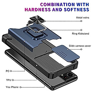 NKECXKJ Design for iPhone 13 Mini Phone Case with Screen Protector Card Holder Stand Kickstand Heavy Duty Slim Shockproof Hybrid Rugged Drop Protective Cover for Women Men Girls 5.4 inch Blue