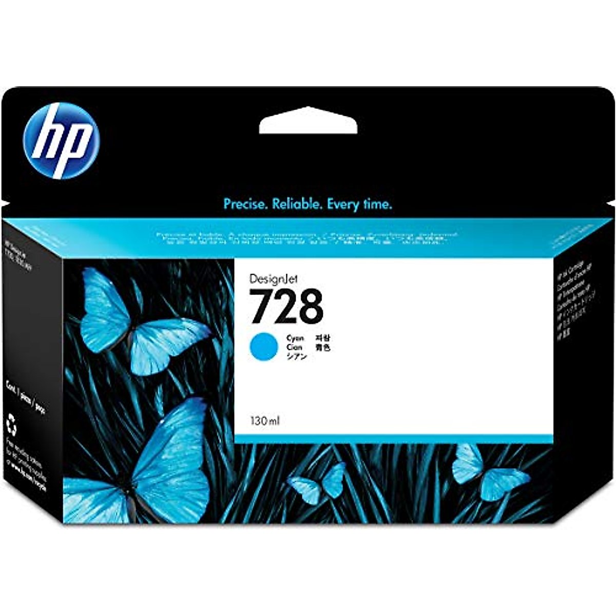 HP 728 Cyan 130-ml Genuine Ink Cartridge (F9J67A) for DesignJet T830 MFP & T730 Large Format Plotter Printers
