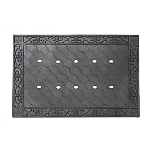 Toland Home Garden 850100 Recycled Rubber Holder, 24" x 36" Doormat Tray, Black