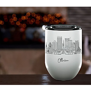 Ottawa Ontario Gifts and Souvenirs - 12 Oz Insulated Wine Tumbler with Lid - Ottawa College Graduation Gifts - Unique Drinkware - Canada Long Distance Gifts for Her & Homesick Student Gifts