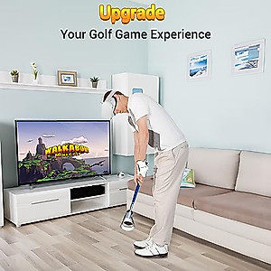 ZHGM VR Golf Club Attachment for Oculus Quest 2/ Meta Quest 2, Aluminum Golf Club Handle Accessory with Realistic Rubber Grip& 2 Straps, 1: 1 Molded Controller Cup, Blue