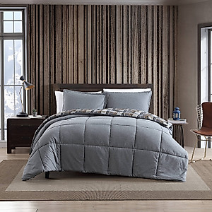 Eddie Bauer - Queen Duvet Cover Set, Reversible Bedding with Matching Shams, Stain Resistant Home Decor (Richmond Grey, Queen)