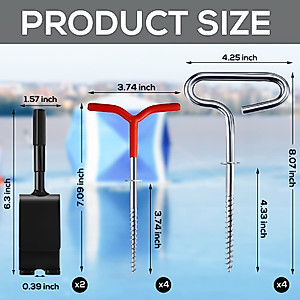 Fabbay 10 Pcs Ice Anchor Kit Includes Ice Anchor Drill Adapter Shelter Anchor Tool Metal Ice Fishing Shelter Camping Peg Ice Fishing Rod Holders Spiral Ice Augers for Winter Fishing Tent Accessories