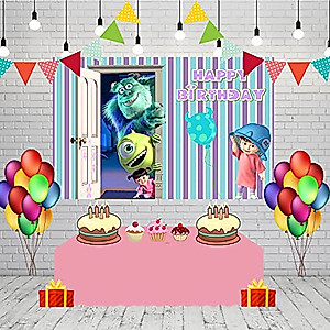 huio Monster Inc Backdrop for Birthday Party Supplies 5x3ft Monster Inc and Boo Theme Baby Shower Banner for Birthday Party Cake Table Decoration, One Size
