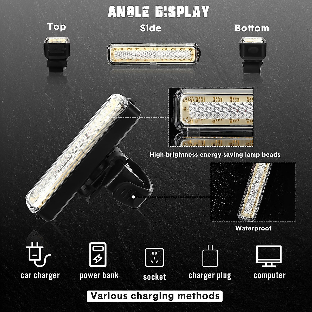 Yaocom 2 Pcs Bike Tail Light USB Rechargeable Bike Lights LED Waterproof Bright Rear Bike Flashlight with 7 Changing Colors 14 Modes for Bikes Cycling Scooters Skateboards Cycling Safety