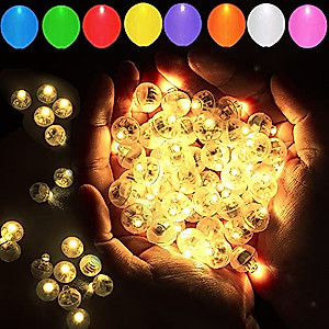 100pcs Warm White LED Balloon Light,Round Led Flash Ball Lamp for Paper Lantern Balloon,Indoor Outdoor Party Event Fun Birthday Party Wedding Decoration Supplies