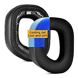 Rummyluck HS80 RGB Ear Cushions Cooling Gel Earpads for Corsair HS80 RGB Gaming Headset, Black Protein Leather & Memory Foam Replacement Ear Pads Cups Ear Muffs Covers