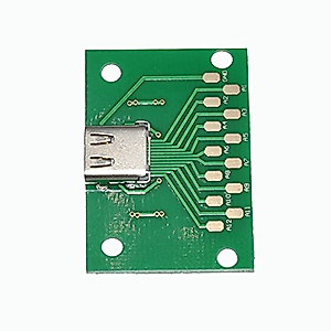 WLGQ USB3.1 Type-C Test Female Header, Test Board USB-C PCB Board Adapter, with Fixing Holes, Soldering Point Distance 4mm，A Pack of 5pcs