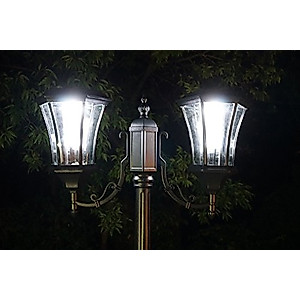 Sun-Ray 312007 Martens Two Head Solar Lamp Post and Planter, 7 ft, Black