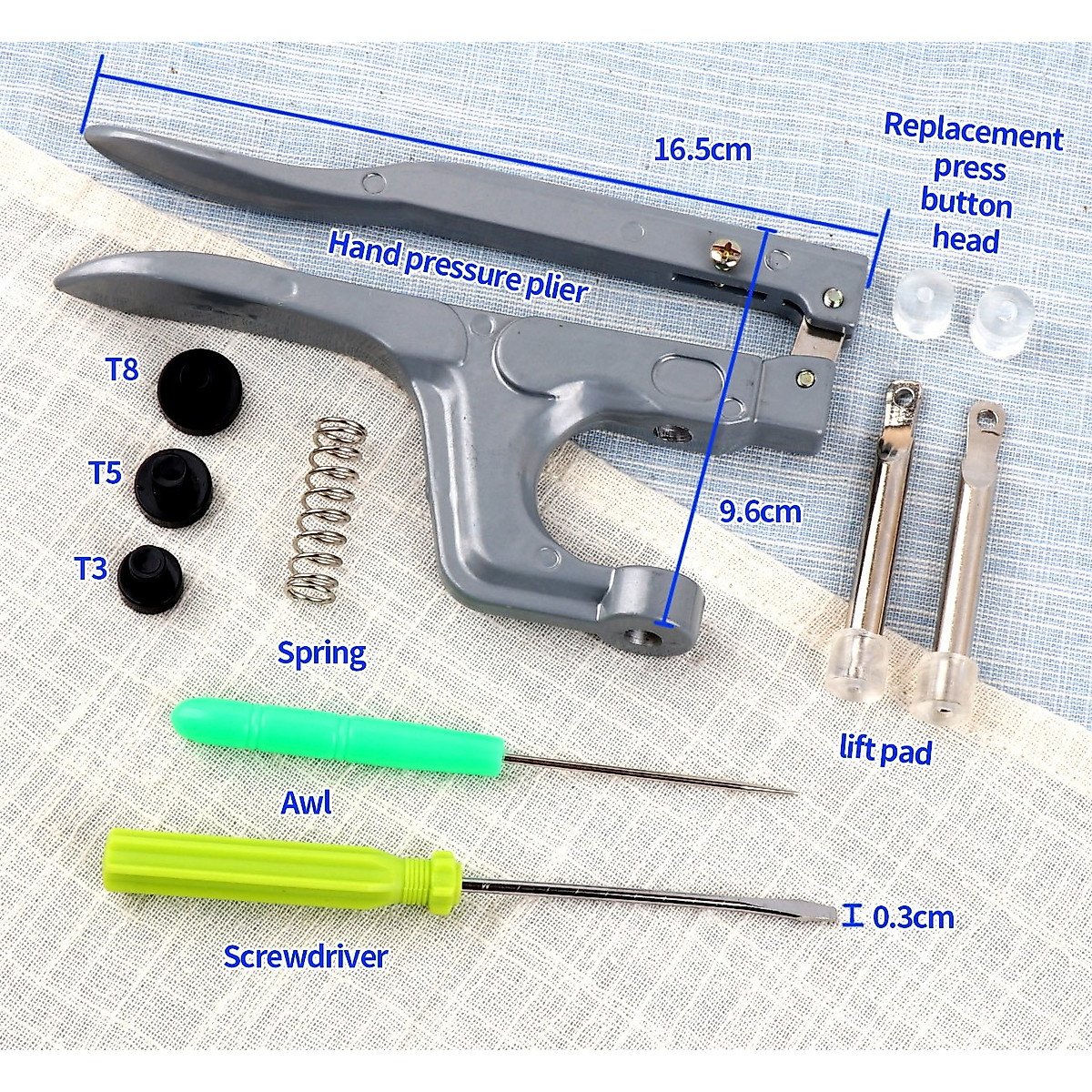 ilauke 400 Sets Snap Buttons with Snap Pliers T5 Plastic Snaps No-Sew Buttons Fastener Setter for Clothing Diapers Bibs Rain Coat Crafting