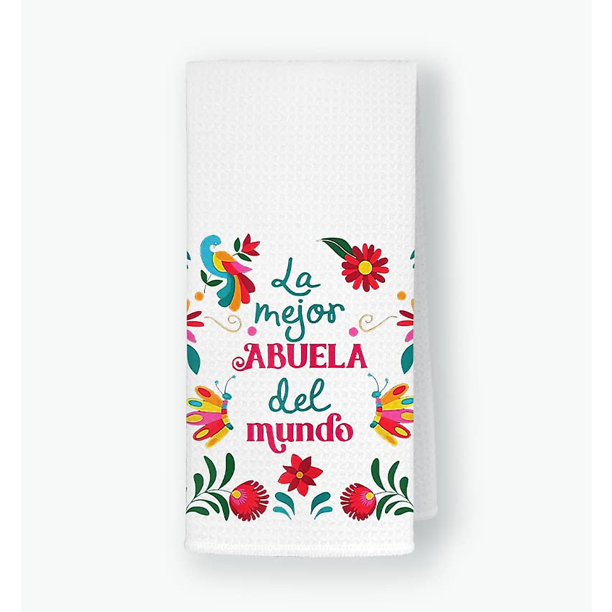 QODUNG Best Grandma in The World Spanish Soft Kitchen Towels Dishcloths 16x24 Inch,Best Grandma Gifts Drying Cloth Hand Towels Tea Towels for Kitchen,Best Abuela Gift