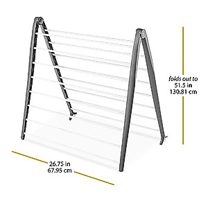 SECTTI Space-Saving Folding Drying Rack - Extend Your Clothes’ Lifespan with 20 LB Capacity: Cost-Efficient Alternative to Machine Drying - Measures 3.0 L x 26.75 W x 53.125 H Inches