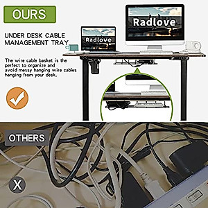 Radlove Electric Standing Desk 48 x 24 Inches, Height Adjustable Computer Desk Sit Stand Desk Home Office Desks with Splice Board and A Under Desk Cable Management Tray, Rustic Brown Top/Black Frame