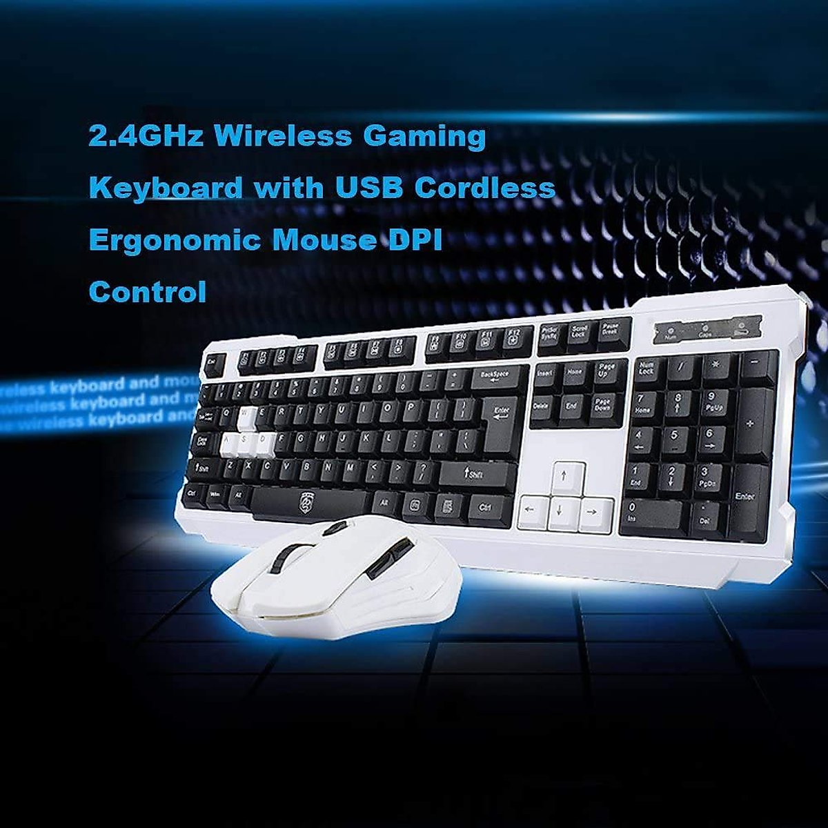UniFire V60 Waterproof 2.4G Wireless Gaming Keyboard with Mouse DPI Control For DESKTOP PC Laptop Wireless Keyboard Mouse Combos (white)