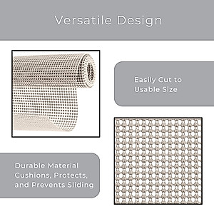 Smart Design Classic Grip Shelf Liner - Non Adhesive, Strong Grip Bottom, Easy Clean Kitchen Drawer, Cabinet, Cupboard Dresser Protector Cover, Non Slip Rubber Mat - (18-inch X 5-feet,Taupe)