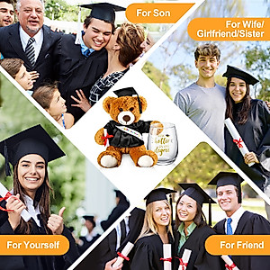 Junkin Graduation 2024 Gifts Set Congrats Grad Gift for Her Him Now Hotter by One Degree 15 oz Wine Glass Cup and Plush Grad Bear College University Graduates Class of 2024 Party Gift Favor Present