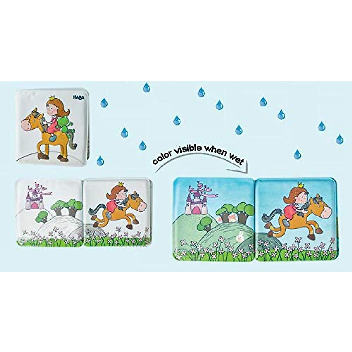 HABA Magic Bath Book Princess - Wet the Pages to Reveal Colorful Background - Great for Tub or Pool