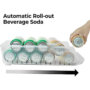 carrotez Soda Can Organizer 11-12 Standard Cans, Beverage Organizer for Refrigerator Pantry Freezer Kitchen Organization and Storage, Beverage Soda Dispenser Plastic BPA Free Storage Rack