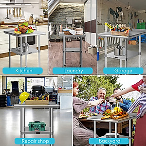 VIVOHOME 24 x 24 Inch Stainless Steel Work Table with Backsplash, Prep Commercial Table with Wheels for Restaurant, Hotel, Home and Warehouse