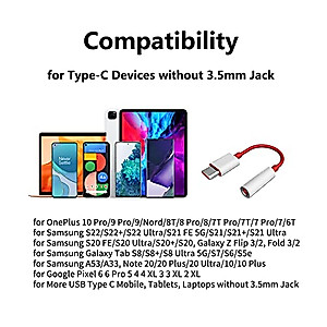 TITACUTE USB C to 3.5mm Aux Cable USB C to 3.5mm Female Adapter Type C to 3.5mm Audio Adapter Auxiliary Adapter Noise Cancelling Headphones Jack Converter Adapter for OnePlus 10T 8T 8 7T 9 10 Pro Nord