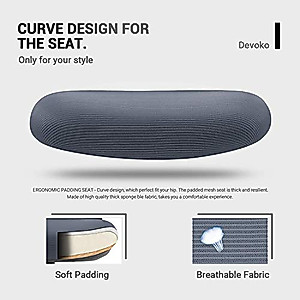 Devoko Office Desk Chair Ergonomic Mesh Chair Lumbar Support with Flip Up Arms and Adjustable Height (Grey)